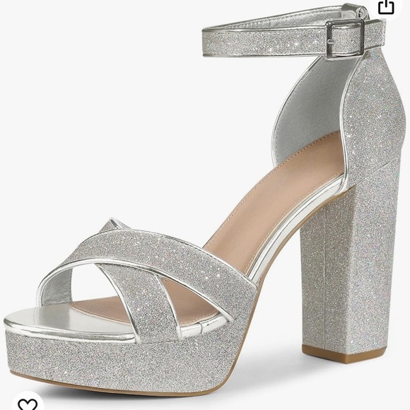 Shoes | Silver Sparkle Platform Heels | Poshmark